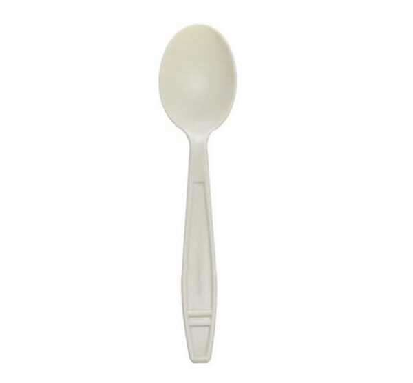 Plastic Spoon, Natural, Heavy Duty, Compostable, 100/PK