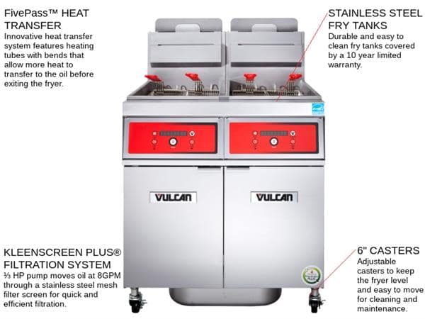 Vulcan 3VK65CF PowerFry5™ (3) 65-70 lb. Fryers Gas Floor Fryer